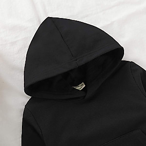 MODNTOGA Baby Sweatshirt 1-6 Years Old,Toddler Boy Girl Kids Autumn Winter Long Sleeve Solid Hooded Casual Tops Pullover (Black No Fleece, 90(2T))