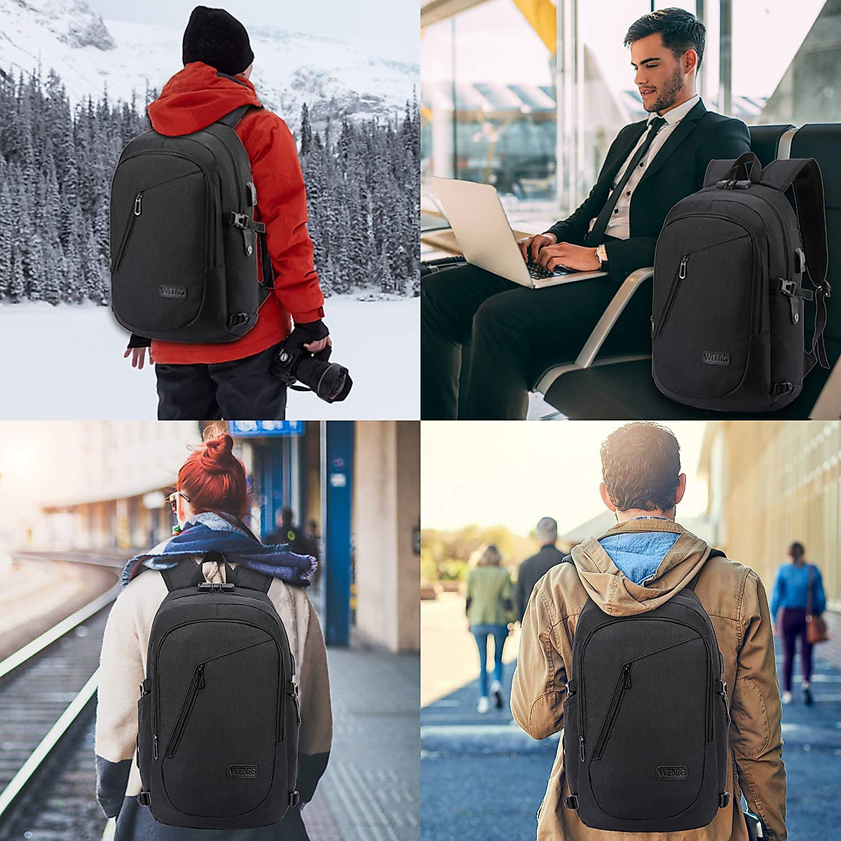 Laptop Backpack,Business Travel Anti Theft Backpack Gift for Men Women with USB Charging Port Lock,Slim Durable Water Resistant College School Bookbag Computer Bag Fits 15.6 Inch Laptop Notebook