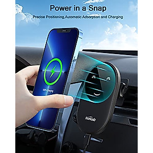 Hohosb Fits Mag-Safe Car Mount Charger,Magnetic Wireless Car Charger Compatible with iPhone 14/13/12 Series,Fast Charging Auto-Alignment Air Vent Phone Holder,Car Accessories-Black