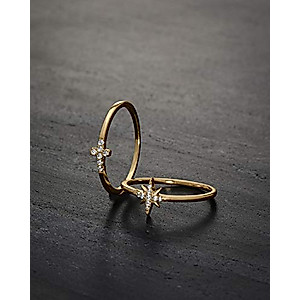 Milla Cross Rings for Women - 925 Sterling Silver Rings & 14K Gold Plated Rings - Christian Gifts for Women, Catholic Gifts, Religious Gifts for Women (14K Gold Plated, Size 7)