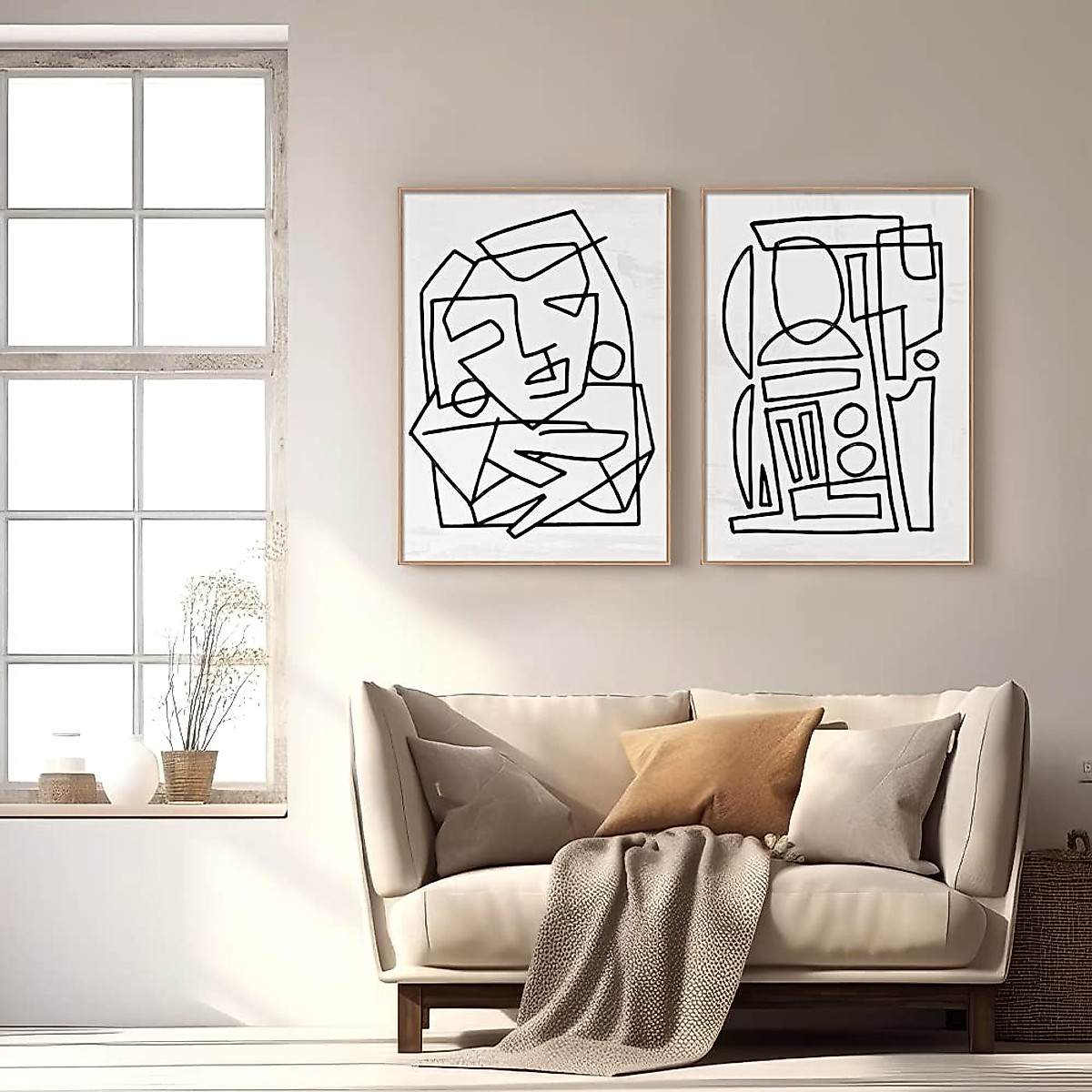 ArtbyHannah Framed Canvas Wall Art Set, Large Contemporary Abstract Wall Art, Framed Minimalist Wall Art for Modern Living Room bedroom office, 20"x28"x2