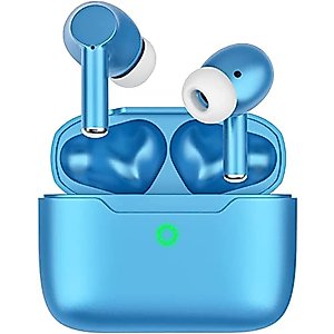 Wireless Earbuds, Bluetooth 5.3 Noise Cancelling Ear Buds with in-Ear Built-in Microphone Deed Bass Headphones,Clear Premium Stereo Earphones IPX6 Waterproof Headset for Sport (Blue)