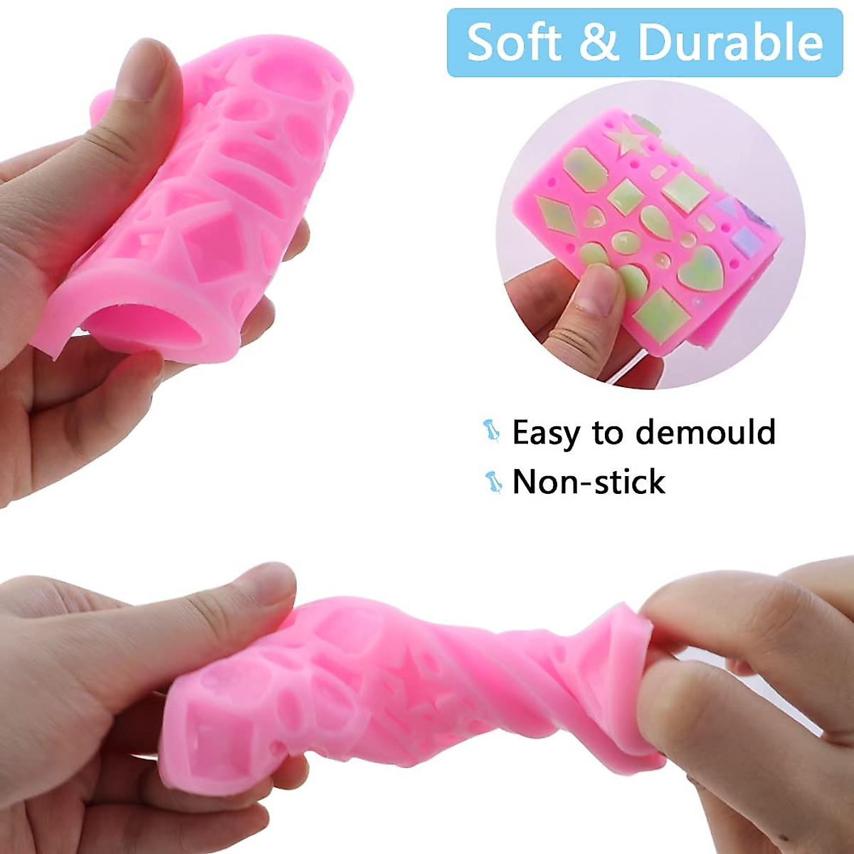 2 Pieces Silicone Gummy Candy Molds Gems Shape Christmas Molds Heart Shape Christmas chocolate Molds Star Shape Fondant Molds Resin Silicone Molds for Cake Chocolate Jelly Ice Cookies