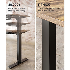 FLEXISPOT EN1 Height Adjustable Standing Desk 48 x 30 Inches Whole-Piece Desktop Ergonomic Memory Controller Electric Stand Up Desk (Black Frame + 48" Rustic Brown Desktop, 2 Packages)