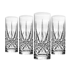 Godinger Tall Beverage Glasses Collins All Purpose Drinking Glasses- Dublin Collection, SET OF 4