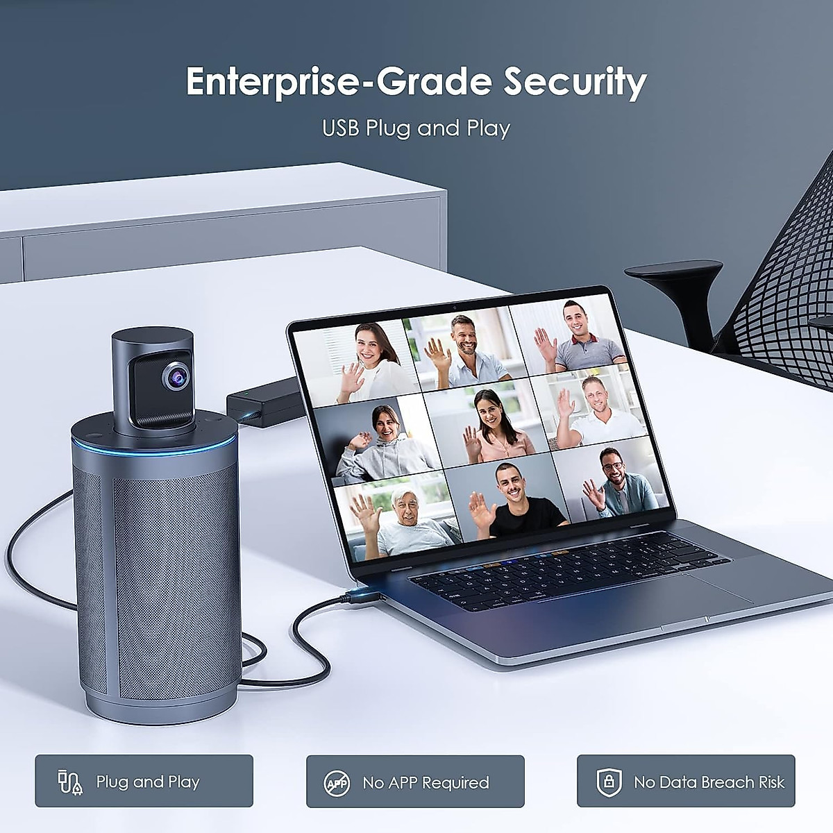 NexiGo Meeting 360 (Gen 2), 8K Captured AI-Powered Framing & Speaker Tracking, Plug & Play, 1080p HD 360-Degree Smart Video Conference Camera, 8 Noise-Cancelling Microphones