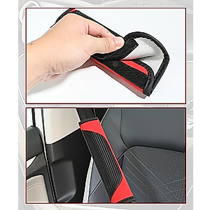 RACOONA Seat Belt Cover Pad,Seatbelt Covers,Car Accessories Car Seat Belt Cover,Carbon Fiber Seat Belt Shoulder Pad,Seatbelt Cushion Seatbelt Shoulder Strap Covers for Cars,Trucks(Black&Red)