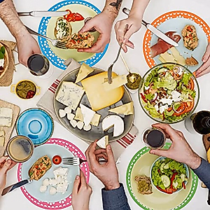 32 Pieces Fiesta Paper Place Mats 14" Mexican Papel Picado Cinco De Mayo Disposable Placemat Round Paper Doilies Cutouts for Mexican Party Supplies Tableware Decoration