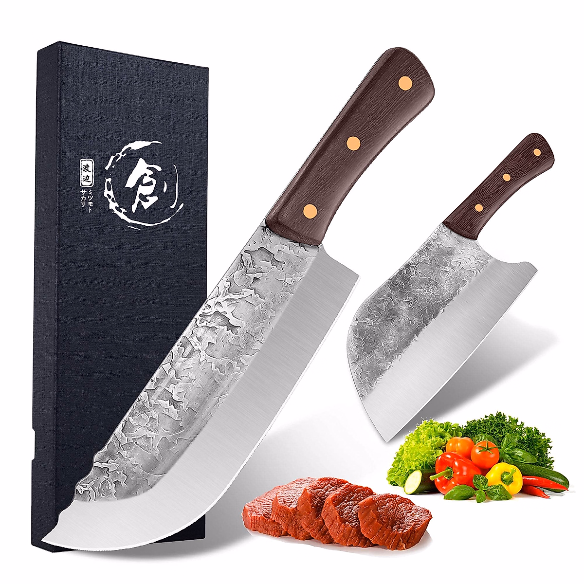 Meat and Vegetable Cleaver Hand Forged Butcher Knife Chef Knife Set Kitchen Knife Pack