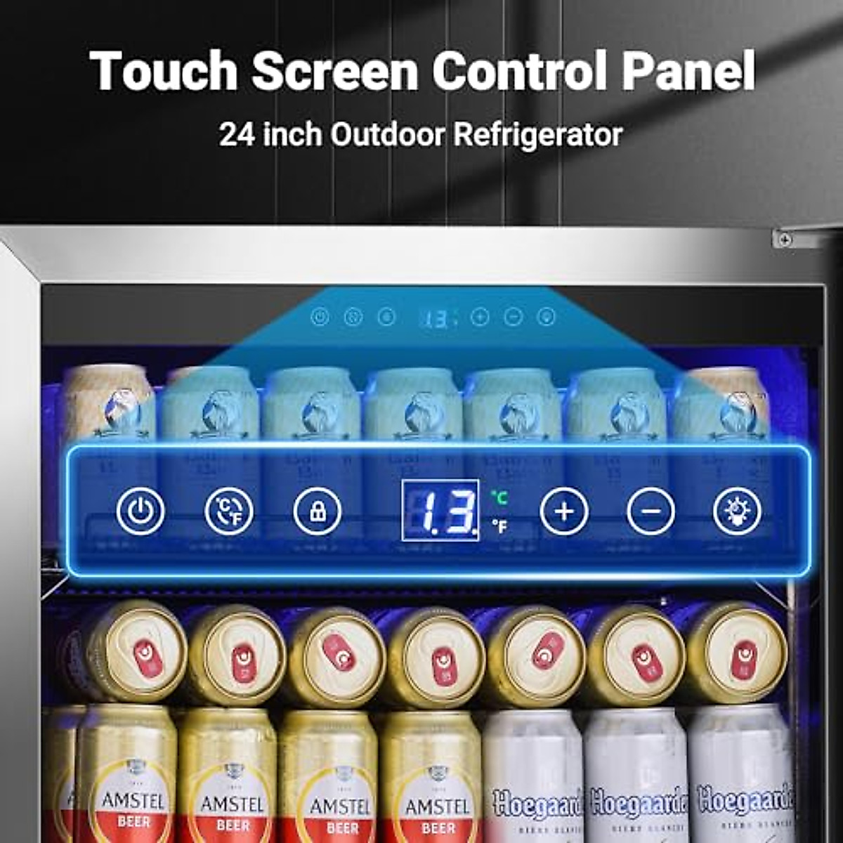 BODEGA 24 Inch Undercounter Outdoor Beverage Cooler Fridge with Stainless Steel Seamless Door，Hold 164 Cans w/Powerful Cooling Compressor for Patio Kitchen,Outdoor