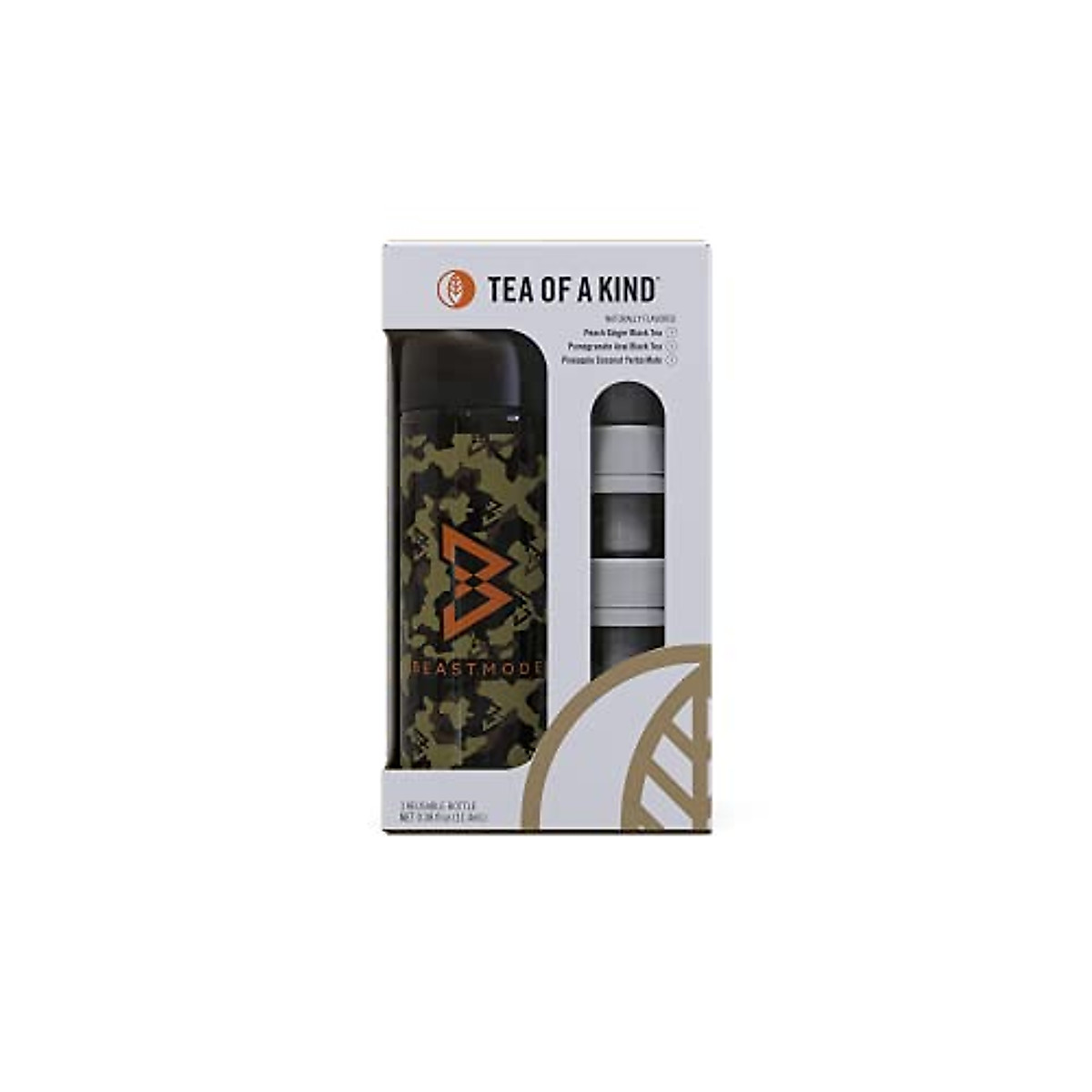 TOAK Reusable Water Bottle Starter Kit - Includes 3 Caps to Mix With Your Water, Portable Tea of a Kind Flavor Caps (Beast Mode Bottle)