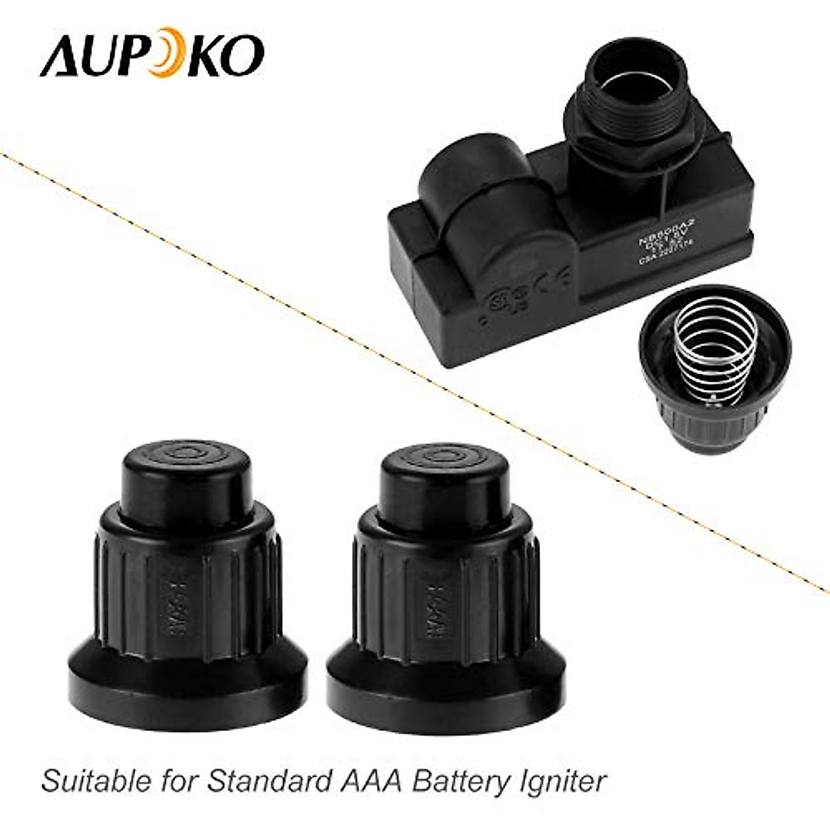 Aupoko AAA Battery Push Button Igniter Ignitor Cap, 2PC Propane Gas fire Pit AAA Battery Pulse Electronic Igniter Push Button Switch Cap