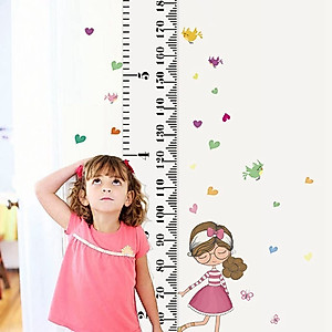 AOMINGGE Hanging Growth Chart, Height Measure Ruler Roll Up Wooden Canvas Growth Ruler for Kids Baby Birthday Gift,White,A1