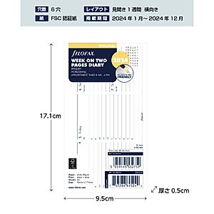Filofax Personal horizontal week on two pages with appointments 2024 diary
