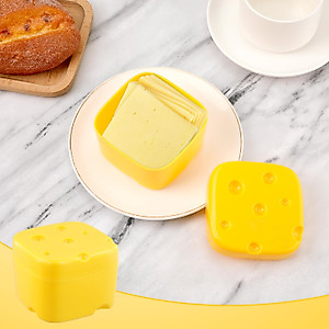 PEUTIER Sliced Cheese Storage Container, 3.54x3.54x2.76 Inch Cheese Container for Refrigerator Upper and Lower Lid Design Cheese Saver Butter Cheese Food Storage Box for Kitchen Fridge