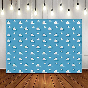 Art Studio It's a Boy Story Themed Birthday Party Photography Backdrops 5x3ft Blue Sky White Clouds Baby Shower Photo Background Kids Hero Photo Booth Studio Props Vinyl