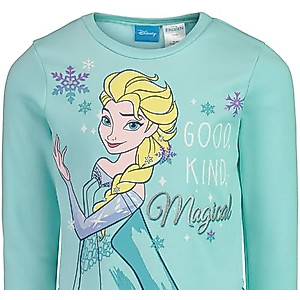 Disney Frozen Elsa Toddler Girls Fleece Long Sleeve Graphic T-Shirt and Leggings Outfit Set Turquoise/Blue 5T