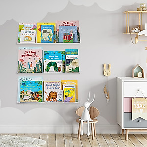 HBlife 24 Inches Floating Shelves Wall Mounted Clear Acrylic Shelves for Figures, Invisible Floating Bookshelf for Kids and Nursery, 8 Pack (5MM Thick)