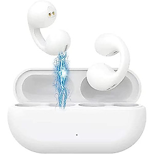 LIHONK Wireless Ear Clip Bone Conduction Headphones, Mini Bone Conduction Headphones, Open Ear Headphones Wireless Bluetooth for Running Sports (Color : White)