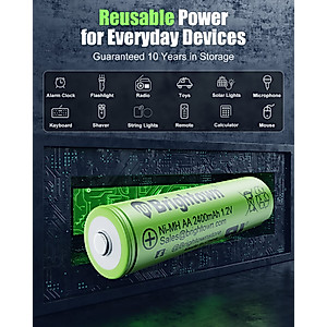 12-Pack Rechargeable AA Batteries Pre-Charged