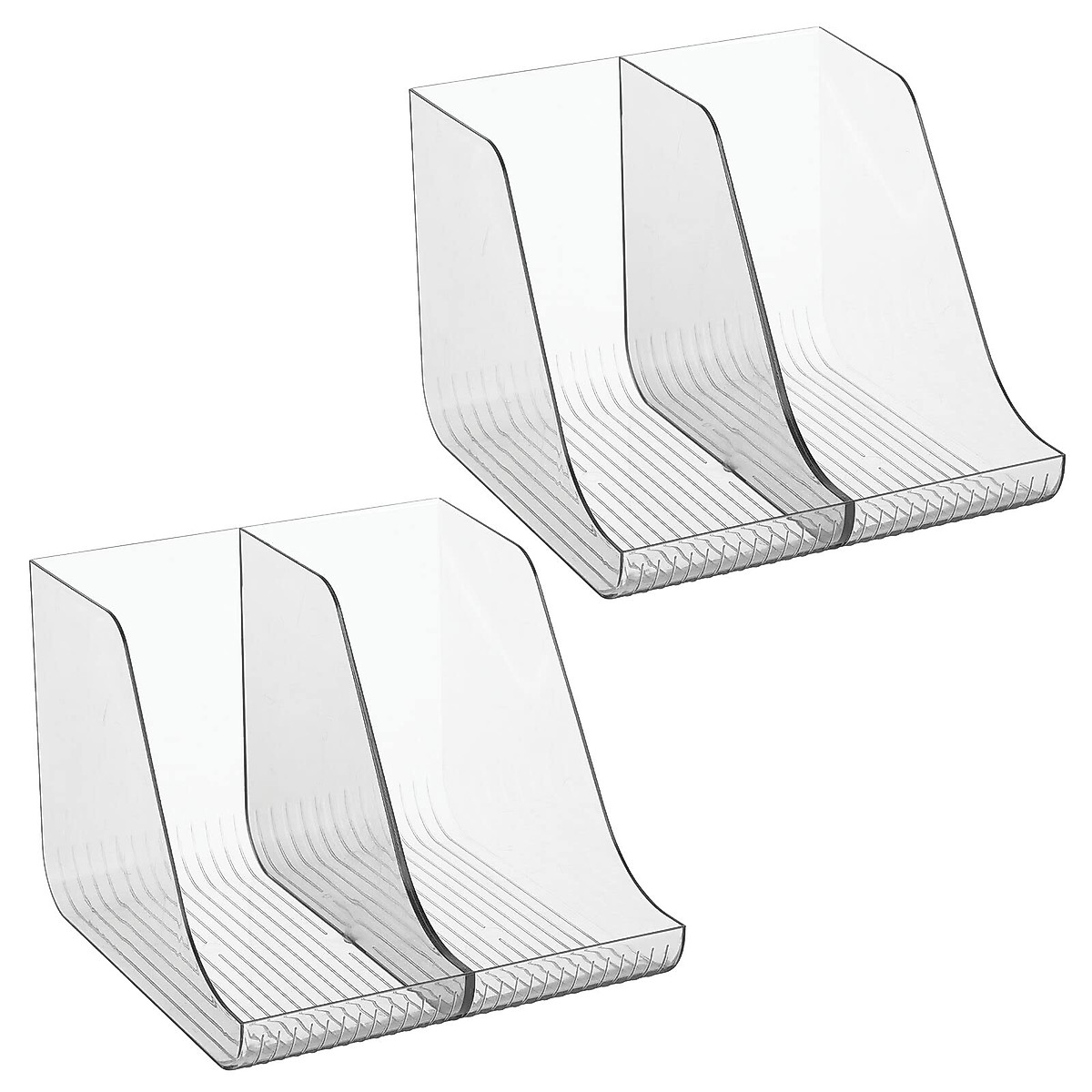 mDesign Plastic Divided Beverage Storage, Can Dispenser Holder for Kitchen, Refrigerator, Fridge, Pantry; Organizer for Soda, Pop, Drinks, Beer; Holds 24-26 Cans, Ligne Collection - 2 Pack - Clear