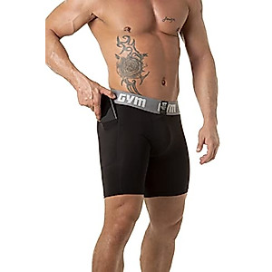 Gym Men's Sports Compression Shorts with Cup Pocket and Hard Cup Included (Medium, Black)