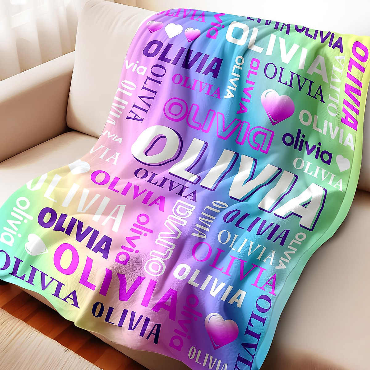 Personalized Baby Blanket, Custom Name Blanket for Kids, Babies & Adults, Custom Blankets for Girls Boys, Unique Baby Gifts for Birthday Christmas Memorial Day