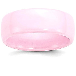 IceCarats Ceramic Pink 8mm Plain Classic Wedding Band Ring Size 5.00