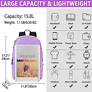 VX VONXURY Backpack for Women,Simple Lightweight Lavender Bookbag for School Travel Work (Light Purple)