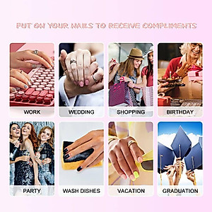 Coolnail Dark Purple Press On False Nails Medium Length Square Reusable Acrylic Deep Violet Solid Color Nail Art Tips Fake Fingernails for Women & Girl