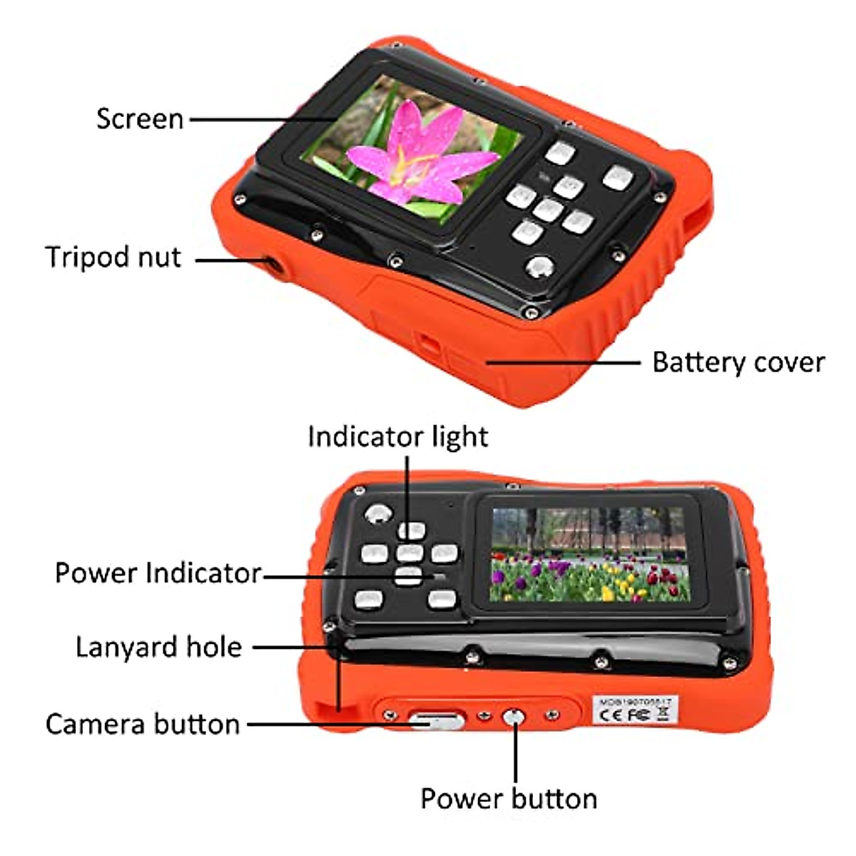 Children Digital Camera, Safe ABS 2.0 Inch Screen Compact Waterproof Kids Camera for Toy for Gift(Black)