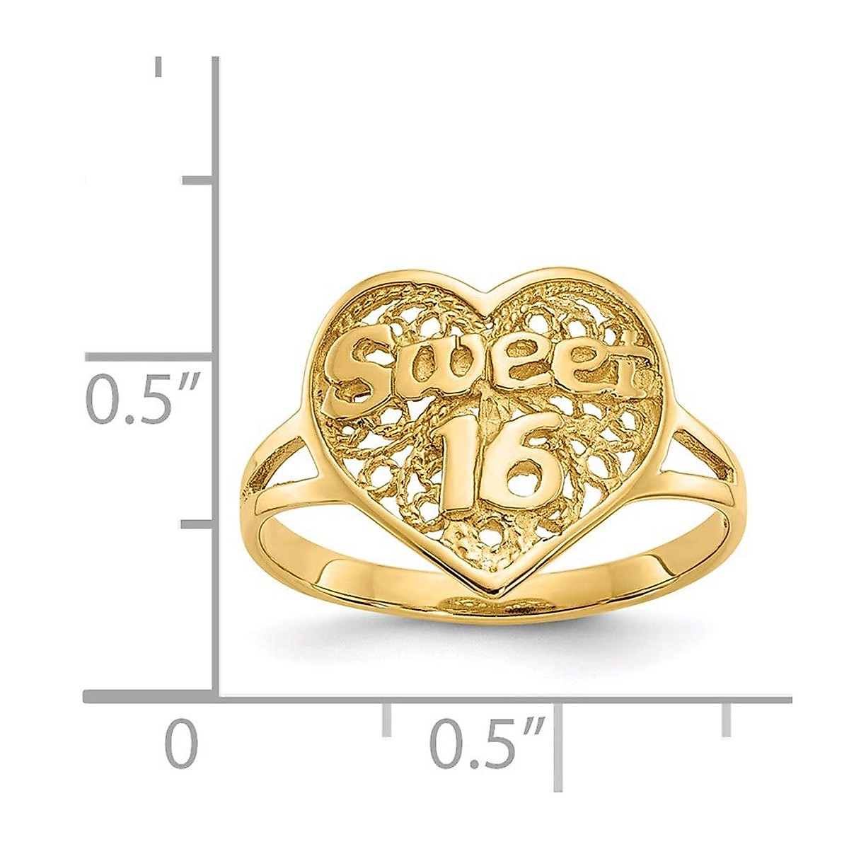 14k Sweet 16 Heart Ring QCH263