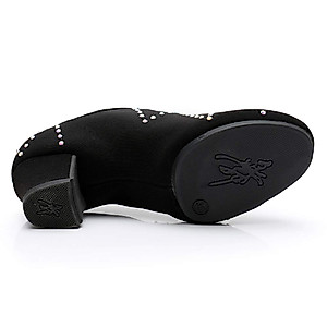 YKXLM Black Modern Jazz Dance Shoes Latin Ballroom Dance Sneakers Oxford Cloth Boost Dance Sports Shoes,Model WHNJB-5CM-JD, 6.5 B(M) US