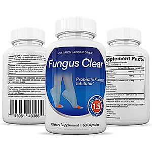 Justified Laboratories (3 Pack) Fungus Clear Pills 1.5 Billion CFU Probiotic Supports Strong Healthy Natural Clear Nails Plus Eliminates Fungus 180 Capsules