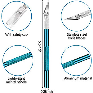 74 Pack Hobby Knife Exacto Knife with 4 Upgrade Sharp Hobby Knives and 70 Spare Craft Knife Blades, 100 PCS Exacto Knife Blades, SK5 Carbon Steel #11 Exacto Blades