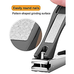 Splash-proof nail clippers and Toenail Clippers Set,Sharp Sturdy Fingernail, detachable, washable, suitable for the elderly, adults, Set of 2 of nail clippers (Black)