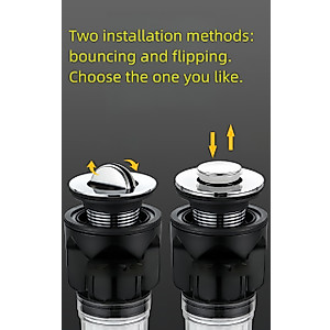 Wuyue Hua Bathroom Sink Drain Kit with Flexible Expandable P-Trap Sink Drain Pipe Tube Anti-Odor Bathroom Sink Drain Pipe for 1-1/4",1-1/2" and 2'' Drain Hole (Bounce Style)