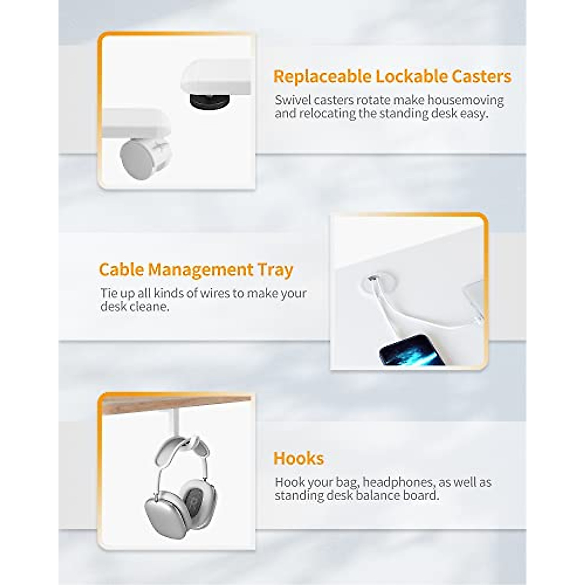 CubiCubi Electric Standing Desk, 55 x 24 Inches Height Adjustable Sit Stand Desk, Ergonomic Home Office Computer Workstation, White