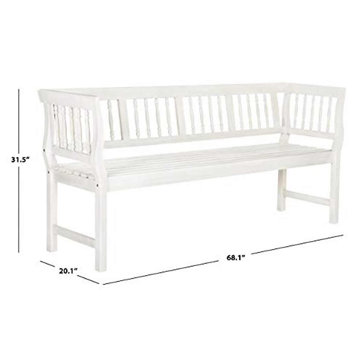 Safavieh PAT6732C Outdoor Collection Brentwood Bench, Antique/White