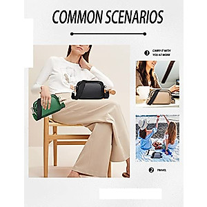 Noiosor Triple Zip Small Crossbody Bags Purses Women Wide Strap Genuine Leather Shoulder Handbag Multi Pockets Snapshot Phone Purse Beige