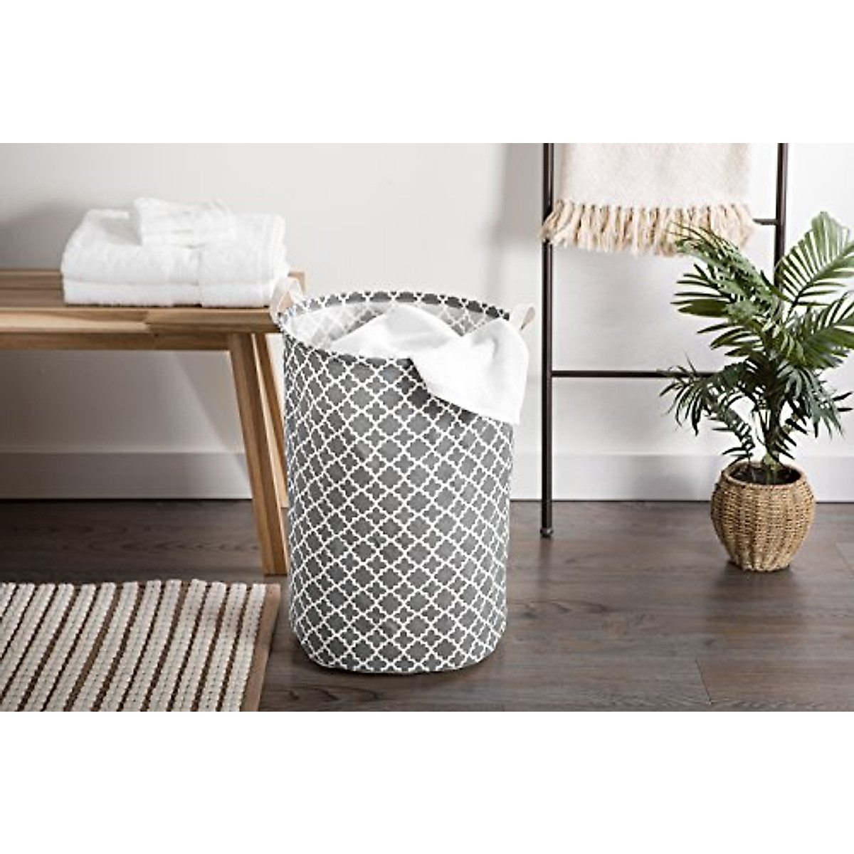 DII Laundy Collection, PE Coated Collapsible Bin, Gray Lattice, Laundry Hamper