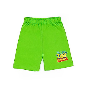 Disney Toy Story Boys Pajama Set | Kids Buzz Lightyear Hero T-Shirt & Shorts PJs Loungewear | Movie Nightwear Pajama Gift Green