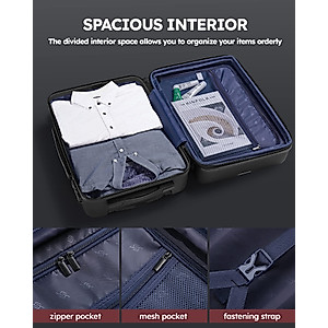 3 Piece Luggage Sets Expandable, Hardshell Travel Suitcase with Double Spinner Wheels and TSA Lock, (Black)