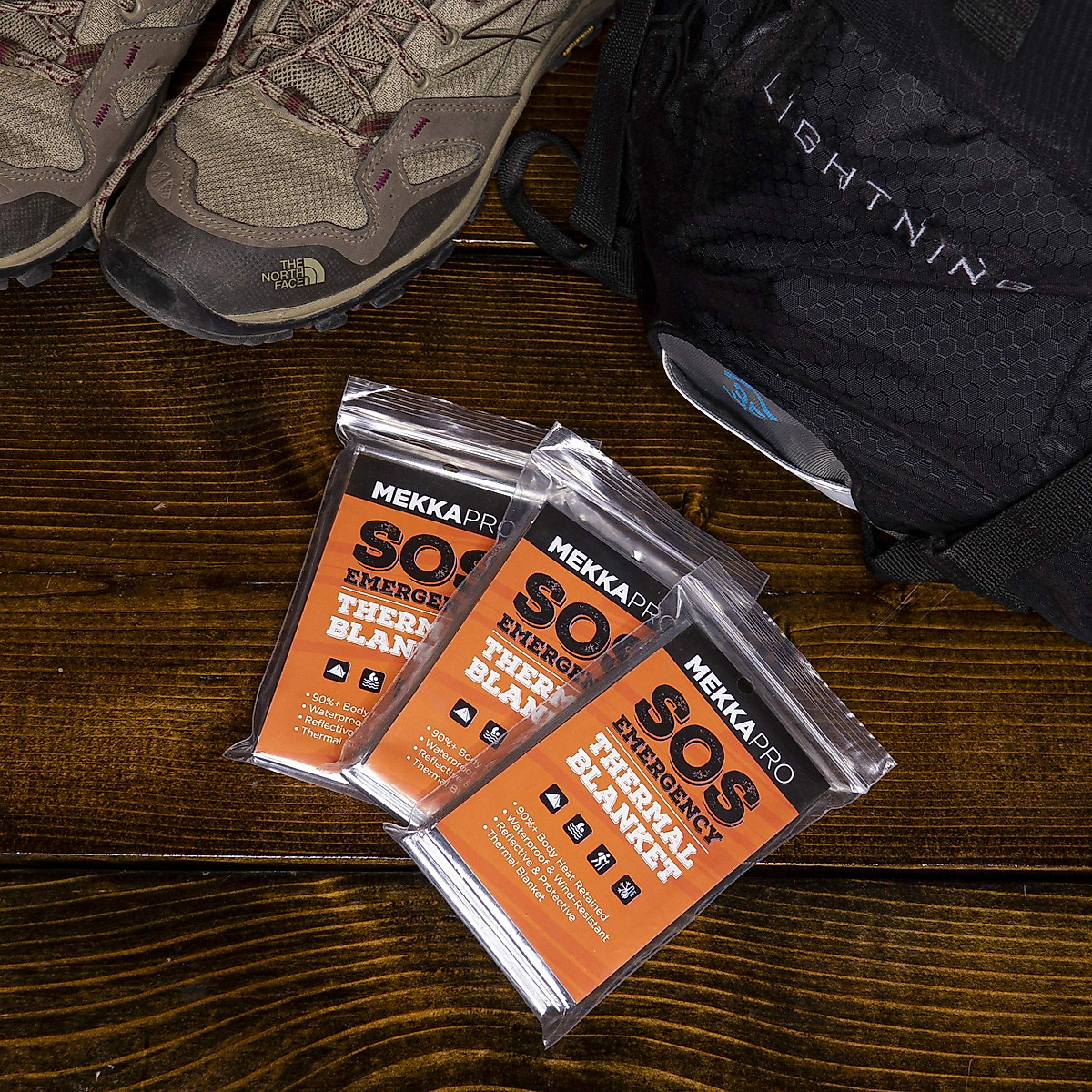 MEKKAPRO Emergency Mylar Thermal Blankets (4-Pack), Pocket Sized for Emergencies, Camping, Outdoors, Hiking, Survival, First Aid (Thermal Silver)