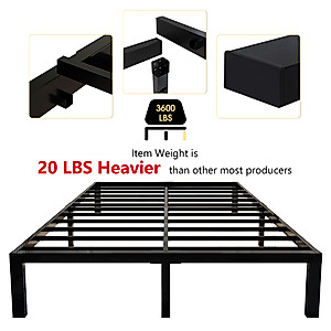 45MinST 3600lbs Heavy Duty Bed Frame,14 Inch Sturdy Steel Slat Mattress Foundation, Metal Reinforced Platform Box Spring Replacement, Easy Assembly with Quick Lock, Full