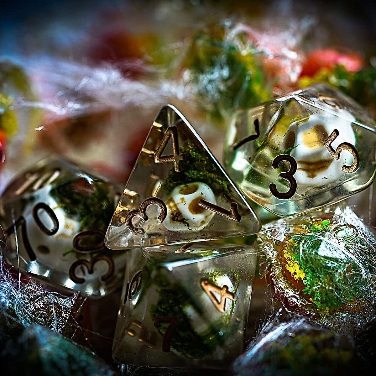 UDIXI 7-Die DND Dice Set, Polyhedral Dice Set for Dungeons and Dragons, D&D Skull Dice for RPG MTG Table Games, D and D Dice Set (Skull-Seaweed)