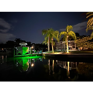 Saltwater Approved & Barnacle Burning Bulbs, Double Lamp Bright Green Underwater Fishing Light Kit, Dock & Fish Lights with 50' Cords (7,900 Lumens Each Bulb)