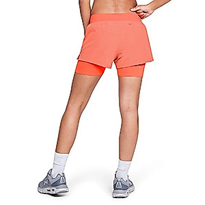 Under Armour Qualifier Speedpocket 2-in-1 Short, Coral Dust (642)/Reflective, X-Small