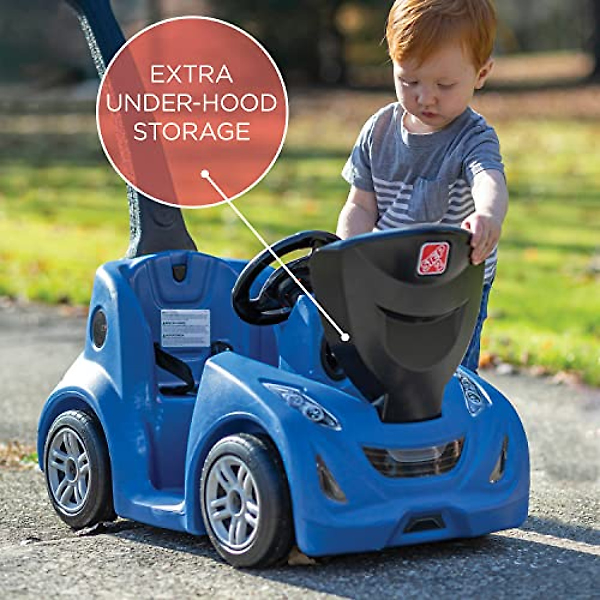 Step2 Push Around Buggy GT for Kids, Push Car with Seat Belt and Horn, Toddlers Ages 1.5 – 3 Years Old, Max Weight 50 lbs., Easy Storage, Ideal Stroller Substitute, Blue