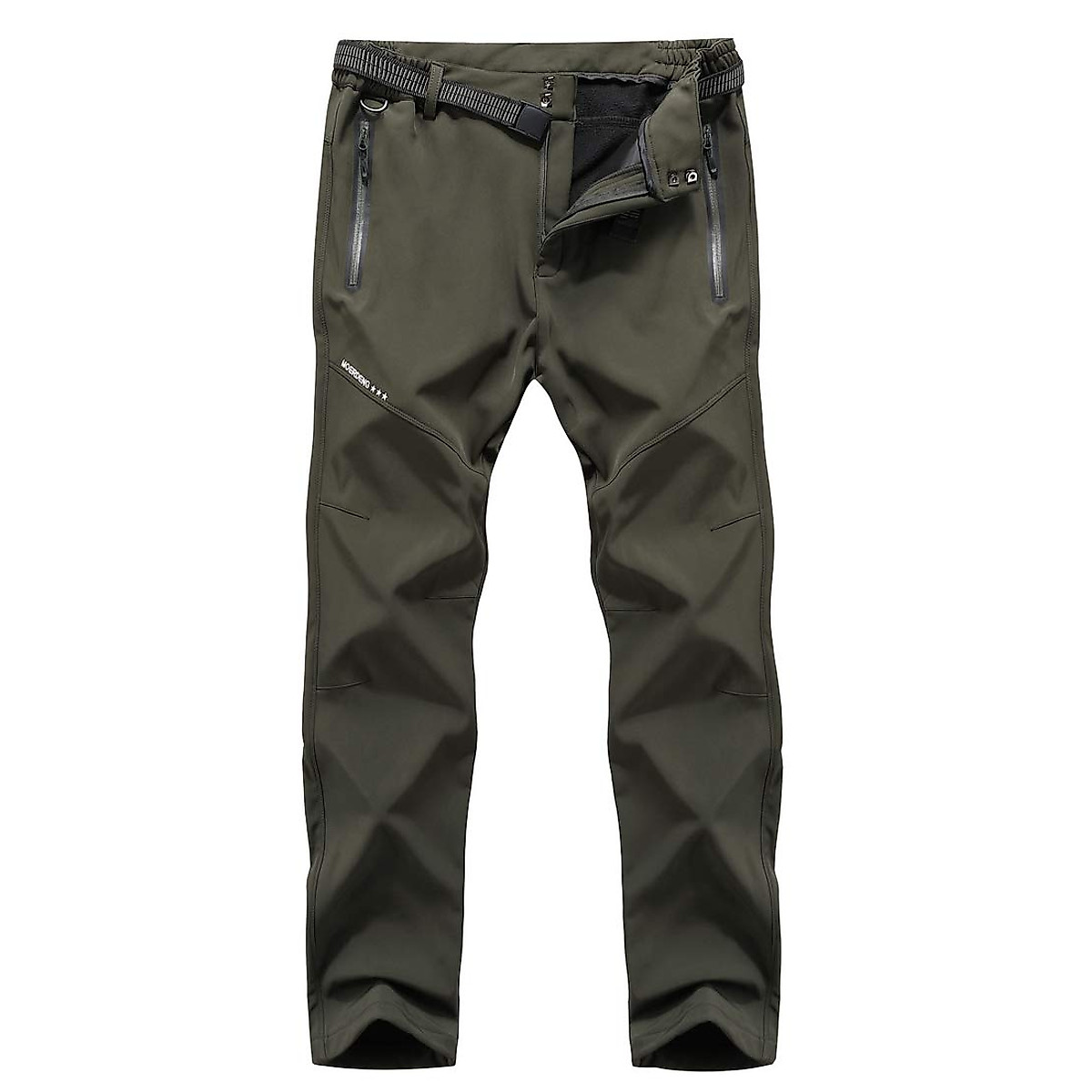 MOERDENG Men's Soft Shell Waterproof Winter Snow Ski Snowboarding Pants Fleece Cargo Hiking Pants